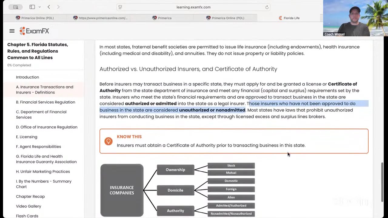 ExamFx Chapter 5 & 6 - Life Insurance Law and Regulations