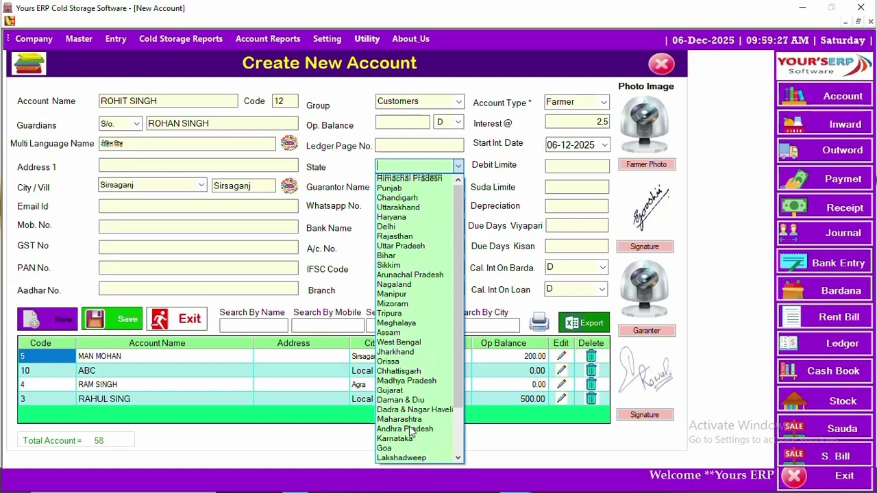 How To Create New Account Cold Storage Software