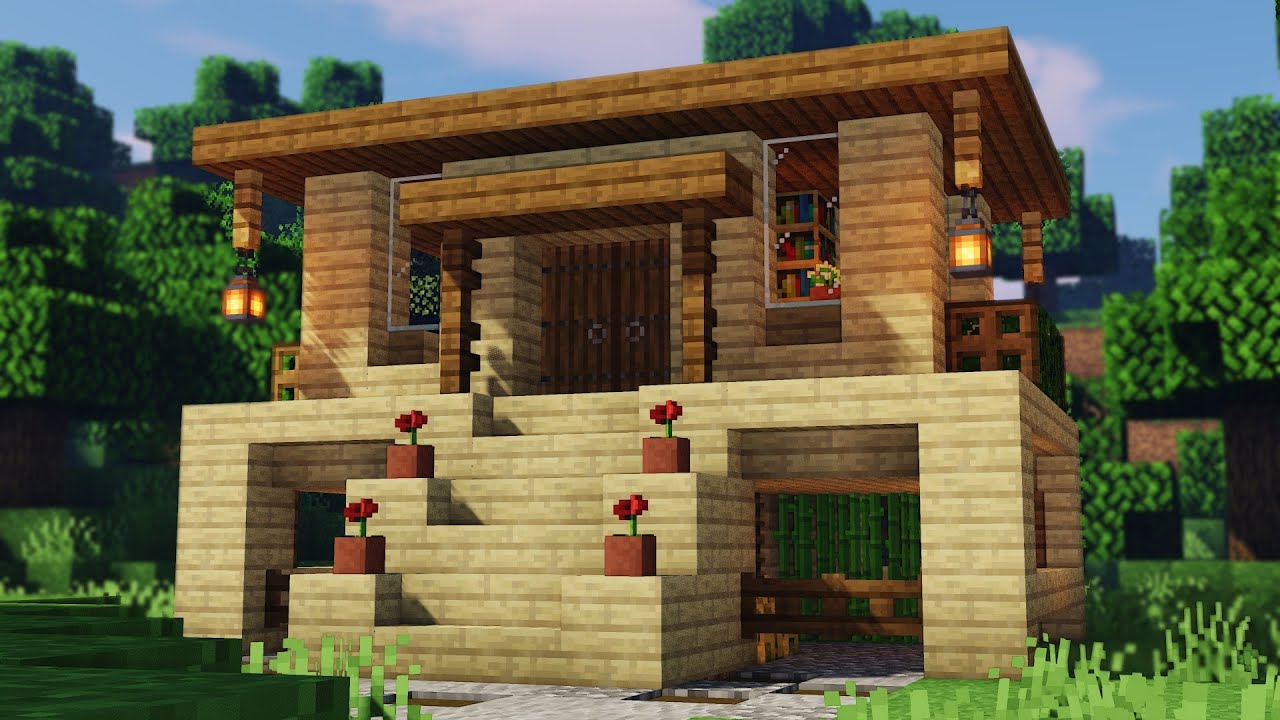 ⚒️ Minecraft | Simple Birch Starter House Tutorial | How to Build a Starter House in Minecraft ...