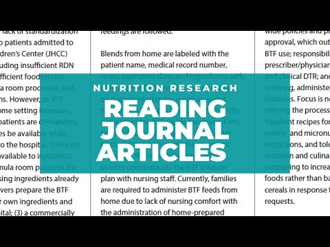 Nutrition Research: Reading Journal Articles