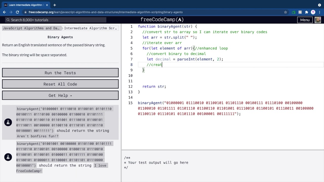 Binary Agents   FreeCodeCamp challenge