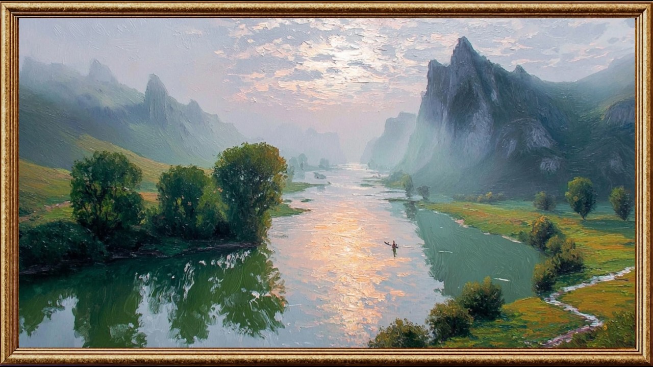 Boat in the distance | Classic Oil Painting Display | Timeless Art for TV (3 Hours)