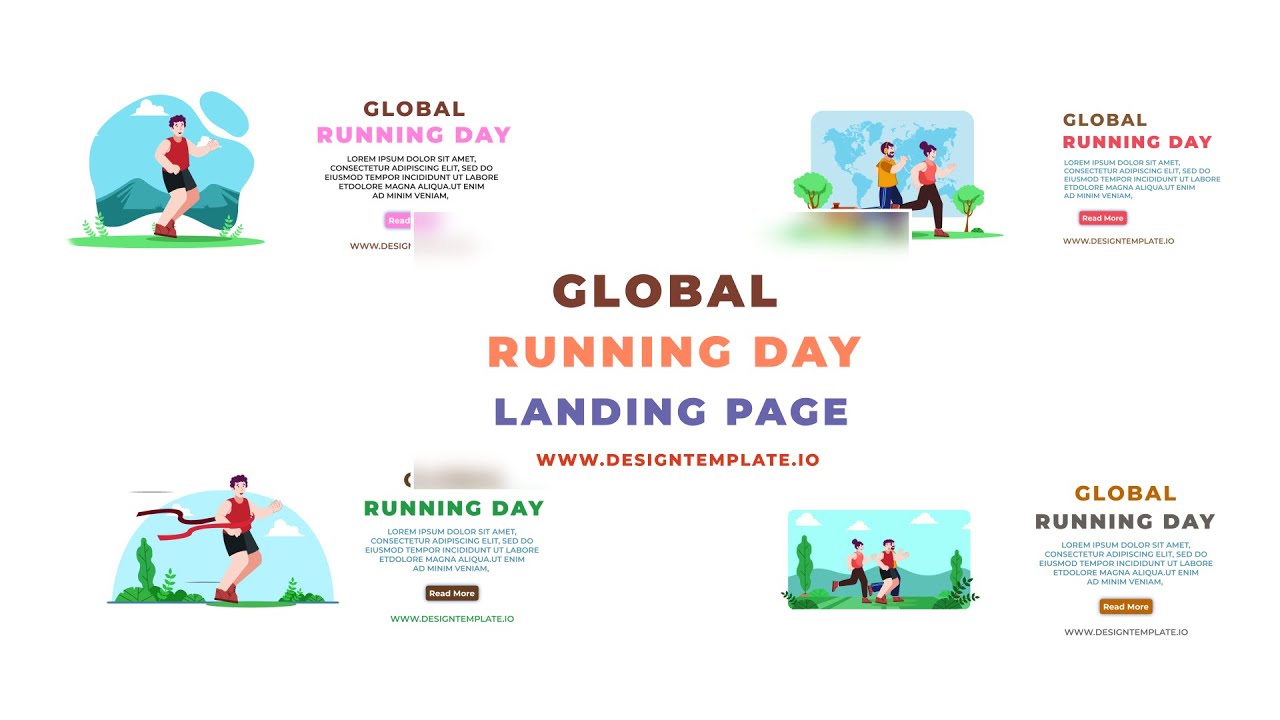 Global Running Day Landing Page After Effects Template | Premium Vector Templates