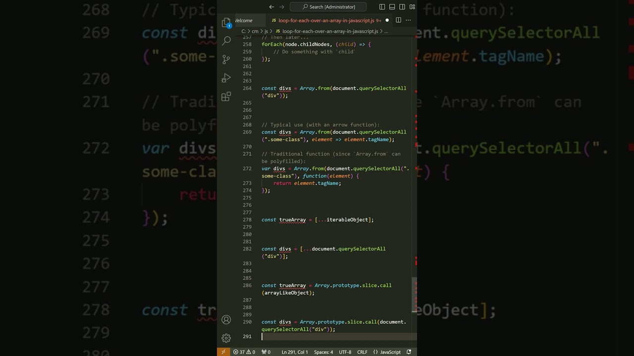 Loop (for each) over an array in JavaScript