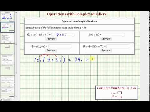 Ex: Subtract and Multiply Complex Number | Math Help from Arithmetic ...