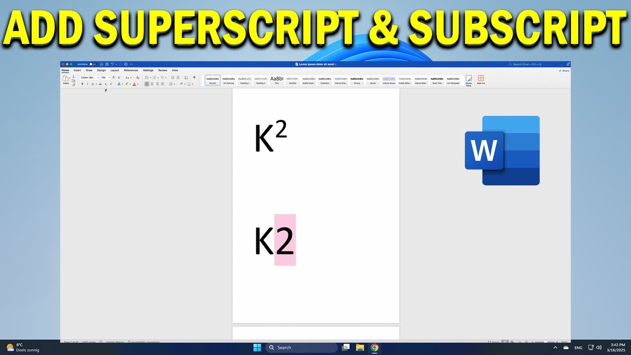 How To Insert Superscripts and Subscripts in Microsoft Word  - Quick Fix