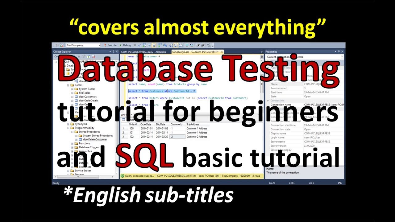 Database Testing-Data Testing In Software Testing-SQL Tutorial for Beginners-Database Test Plan-SQL