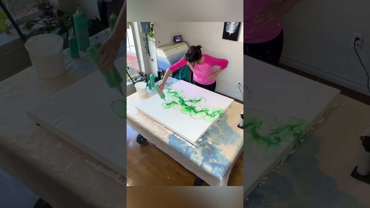 LARGE GREEN botanical Dutch pour | full video link in description