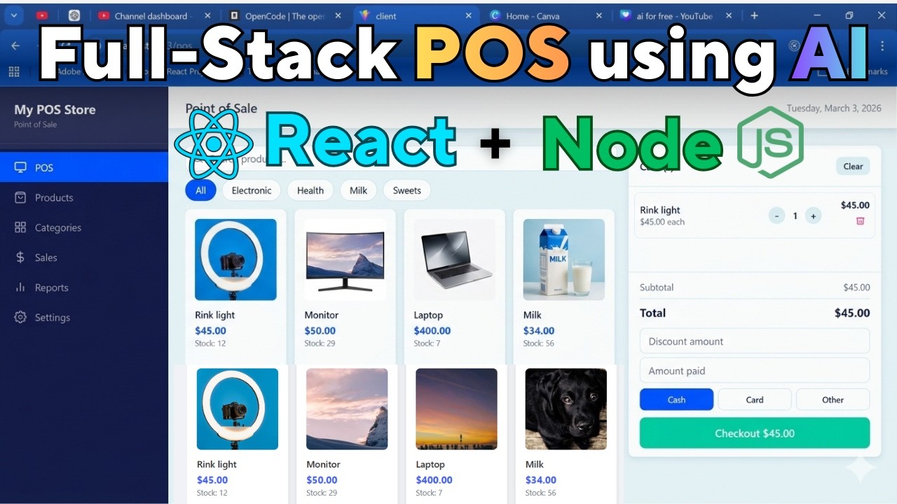 Full Stack POS System with OpenCode AI | React + Node + MongoDB