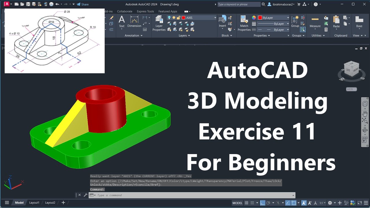 AutoCAD 3D Modeling - Exercise 11- For Beginners