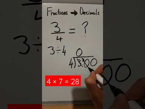 What is 3 quarters as a decimal #fractions #decimals #decimaltofraction #fractiontricks #division