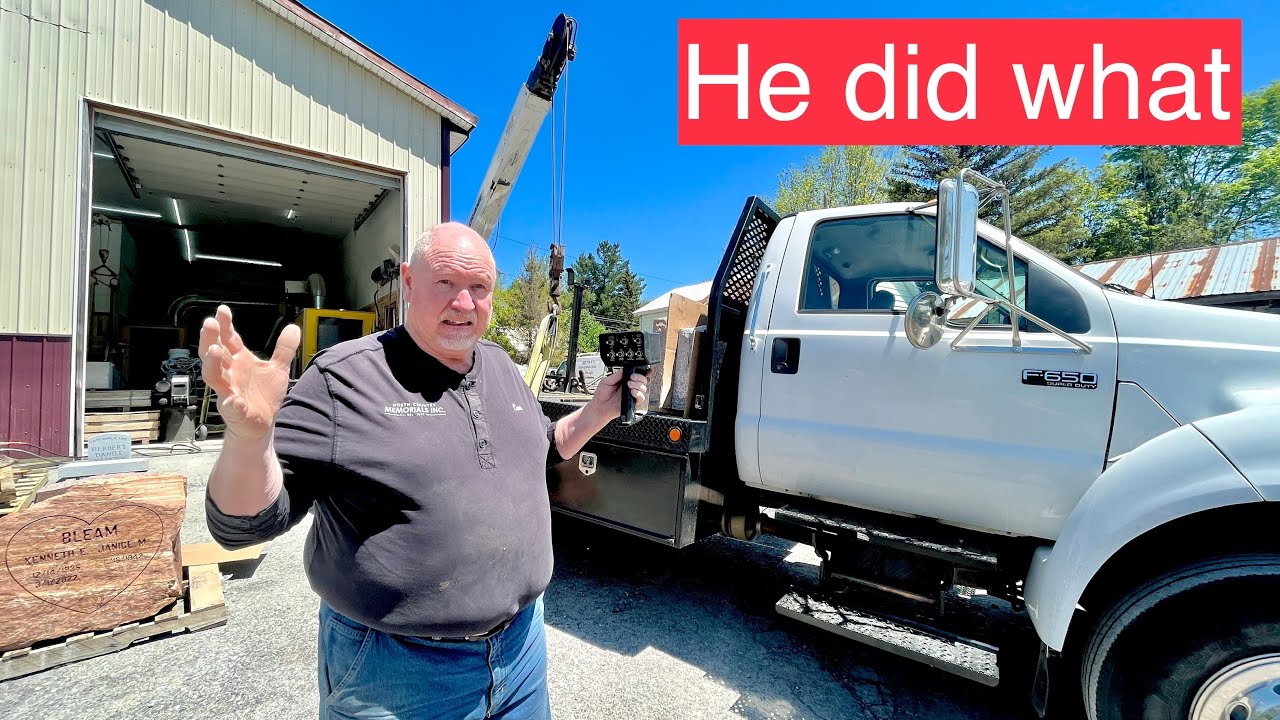 Loading our most expensive granite bench (WHAT COULD GO WRONG??)