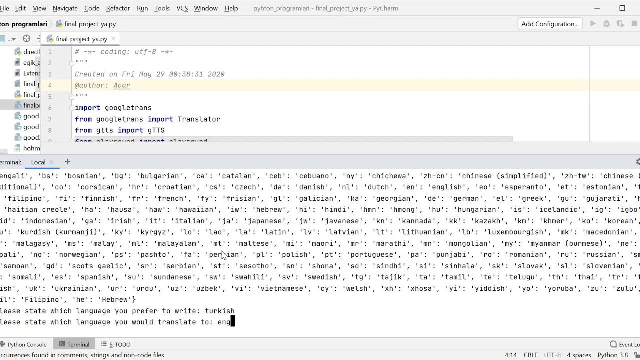 Language Translation Project by Python ( Code in Place 2020 )