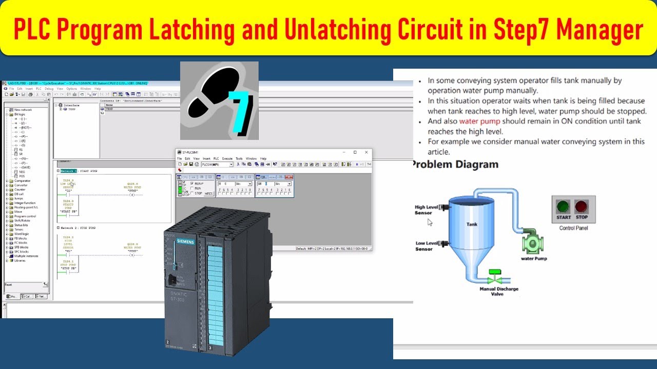 PLC Programing Latching and Unlatching Circuit in Simatic Step7 Manager using PLC S7-300 | S7-300 |