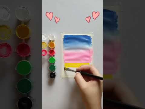 Painting with 20 rs watercolor๐/ Easy sunset scenery painting/ #painting #acrylicpainting #art