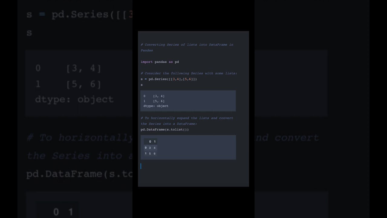 Converting Series of lists into DataFrame in Pandas #shorts #python #pandas