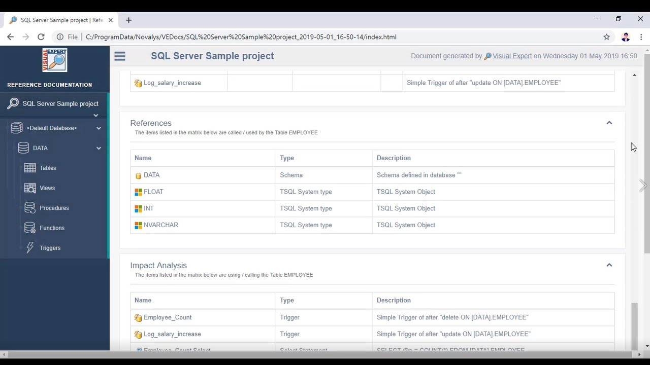 Automated T-SQL Code Documentation with VisuaL Expert for SQL Server