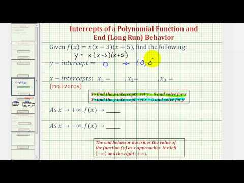 Ex 2: Find the Intercepts and the End Behavior of a Polynomial Function | Math Help from ...