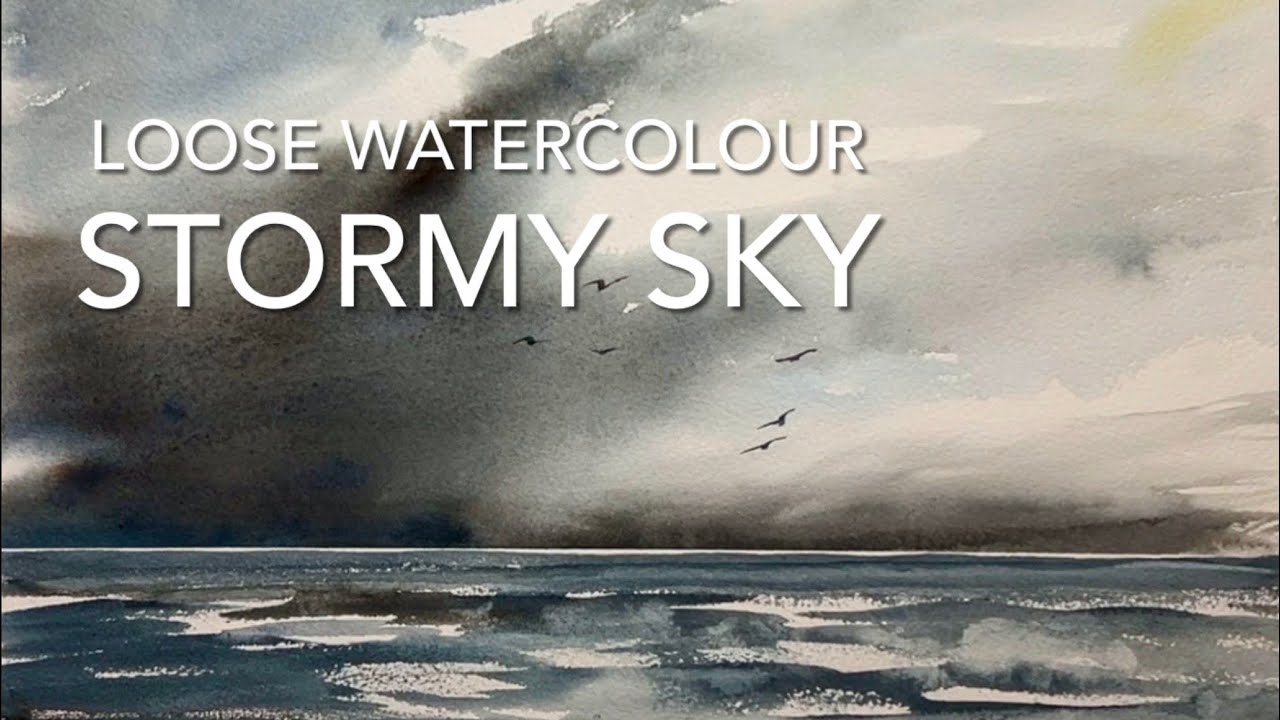 Beginners DRAMATIC STORM CLOUDS Loose Watercolor Landscape Watercolour PAINTING Techniques tutorial