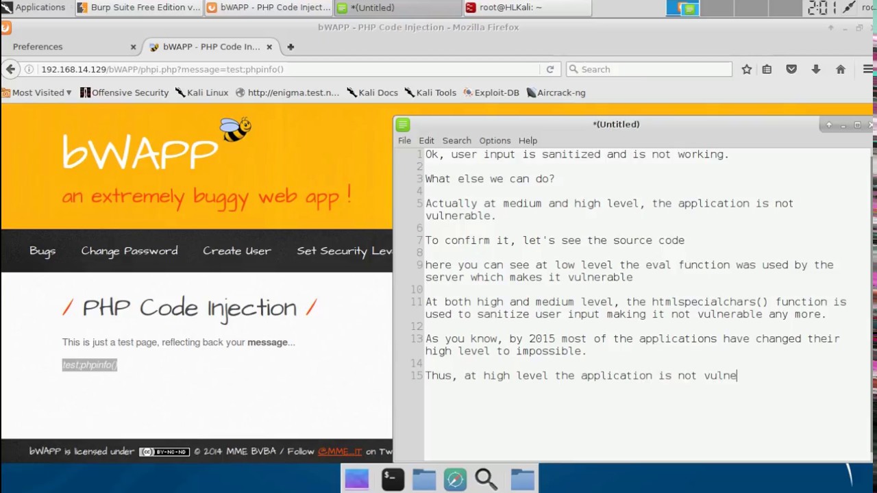 [All levels] bWAPP PHP Code Injection