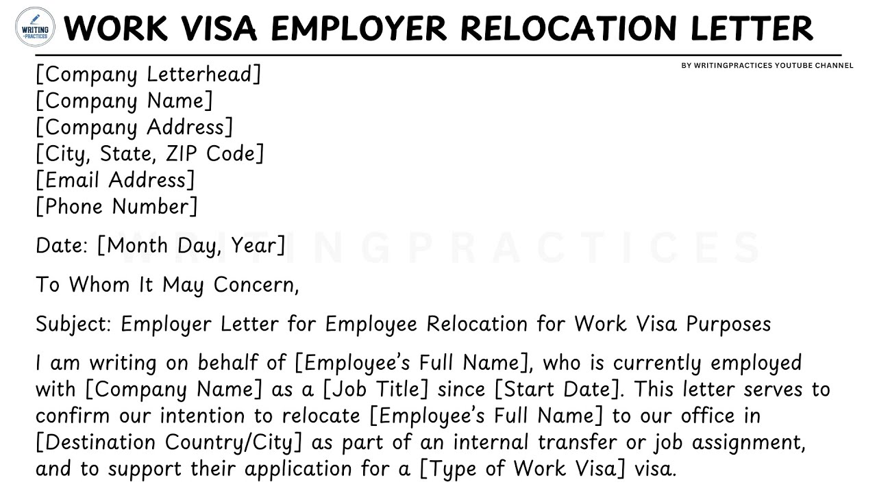 How To Write A Work Visa Employer Relocation Letter Step by Step Guide | Writing Practices