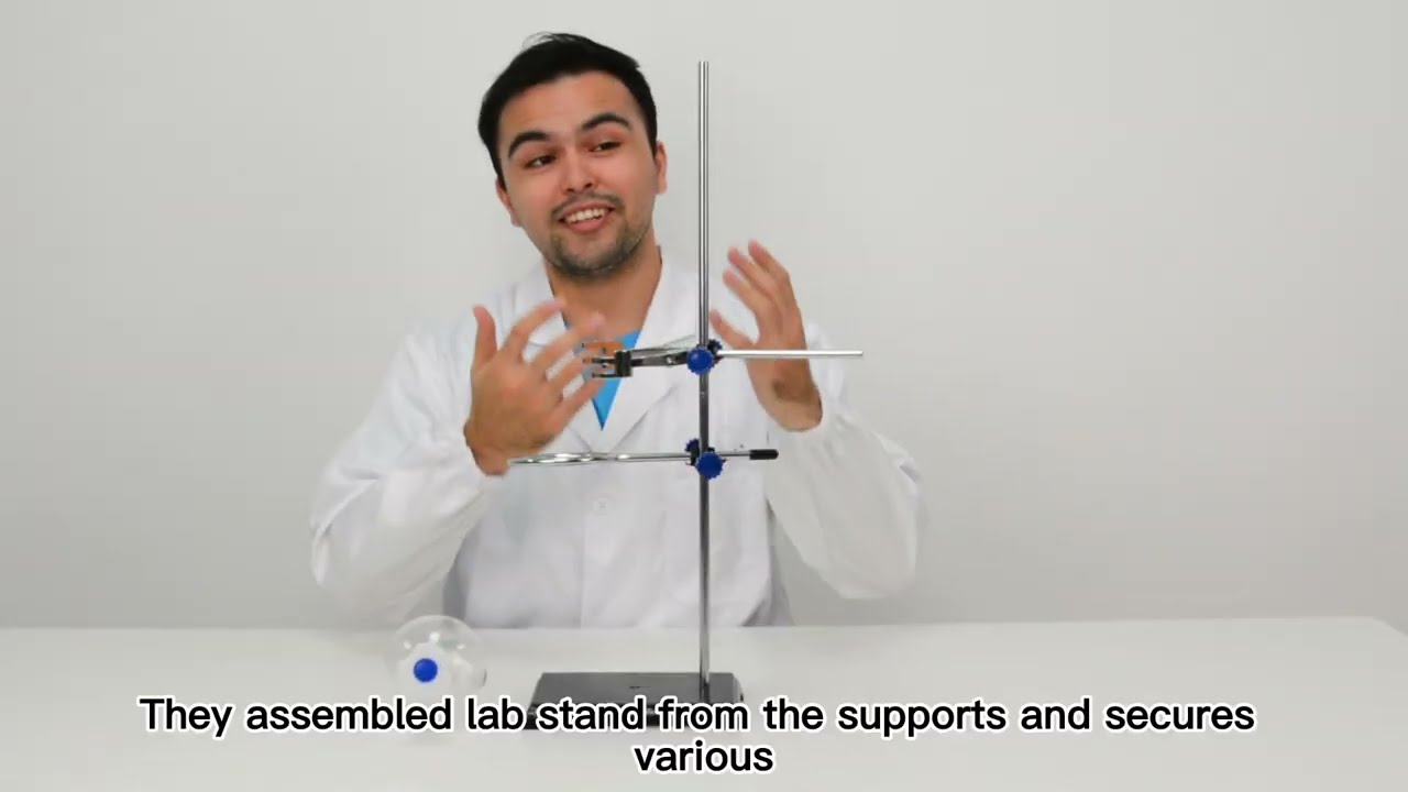 Lab Stand Set, Steel Support Stand with Rod, Burette Clamp and Retort Ring (Rod in 56.9 cm Length)