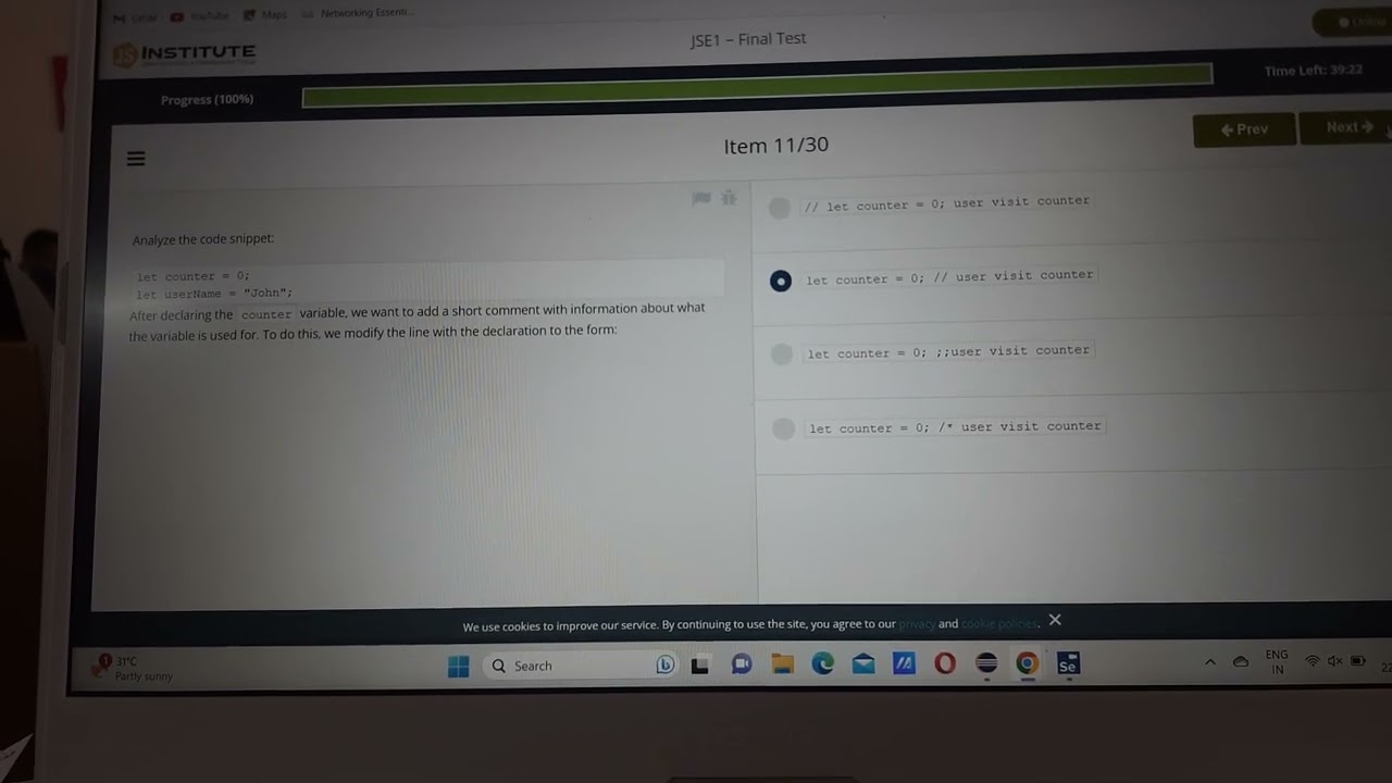 cisco Javascript module final test answers
