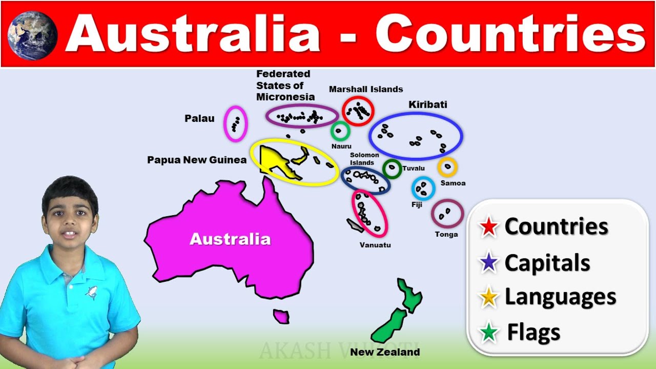 Countries of Australia / Oceania | Capitals | Flags |Languages