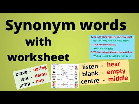 synonyms | synonym words | synonyms worksheet