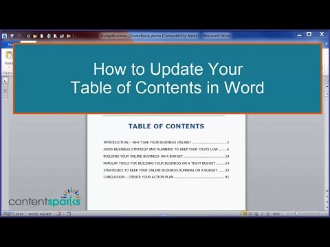 How to Update Table of Contents in Word