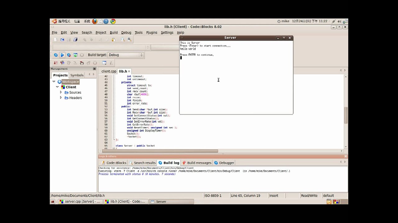 [Socket] Server & Client @ Ubuntu : Codeblocks