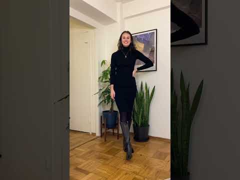 Fall / Winter Simple Work Outfit Idea | Black Sweater Dress Outfit