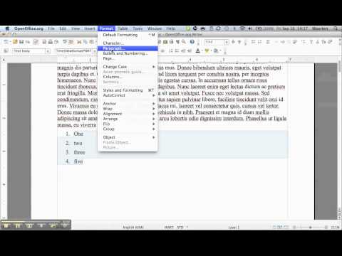 bullets and numbering in writer