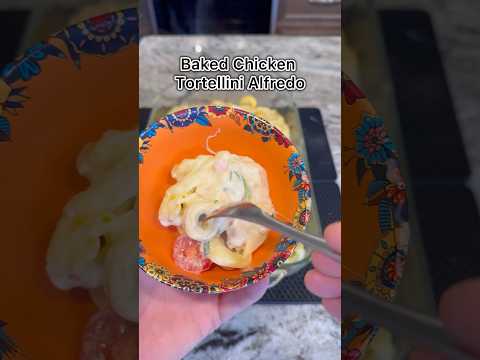 Baked Chicken Tortellini Alfredo - a quick easy recipe. #recipe #cooking