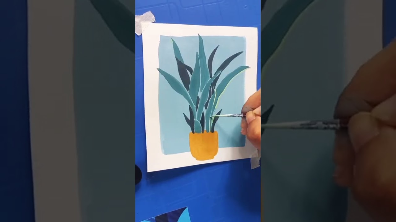 Poster colour drawing of plant pot #shorts #art #plants #natural