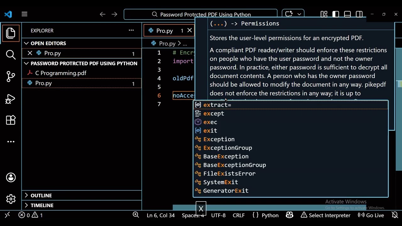 Password Protected PDF Using Python | Encrypt Your PDF | Python Projects.