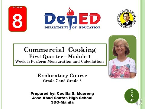 (Week 4 Part 2) Commercial Cookery: Abbreviations and Equivalents of Units of Measurement
