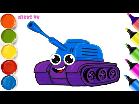 Army Tank Drawing, Painting, Coloring for Kids | Army Tank Easy Drawing Easy with Colours for Kids