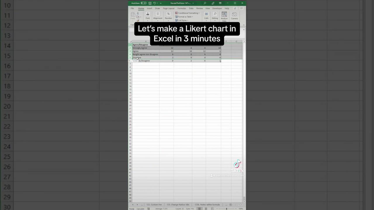 Excel tip to create a likert survey chart short