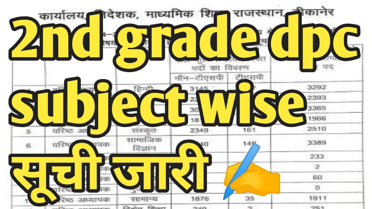2nd grade to 1st grade dpc subject wise list update ✍️