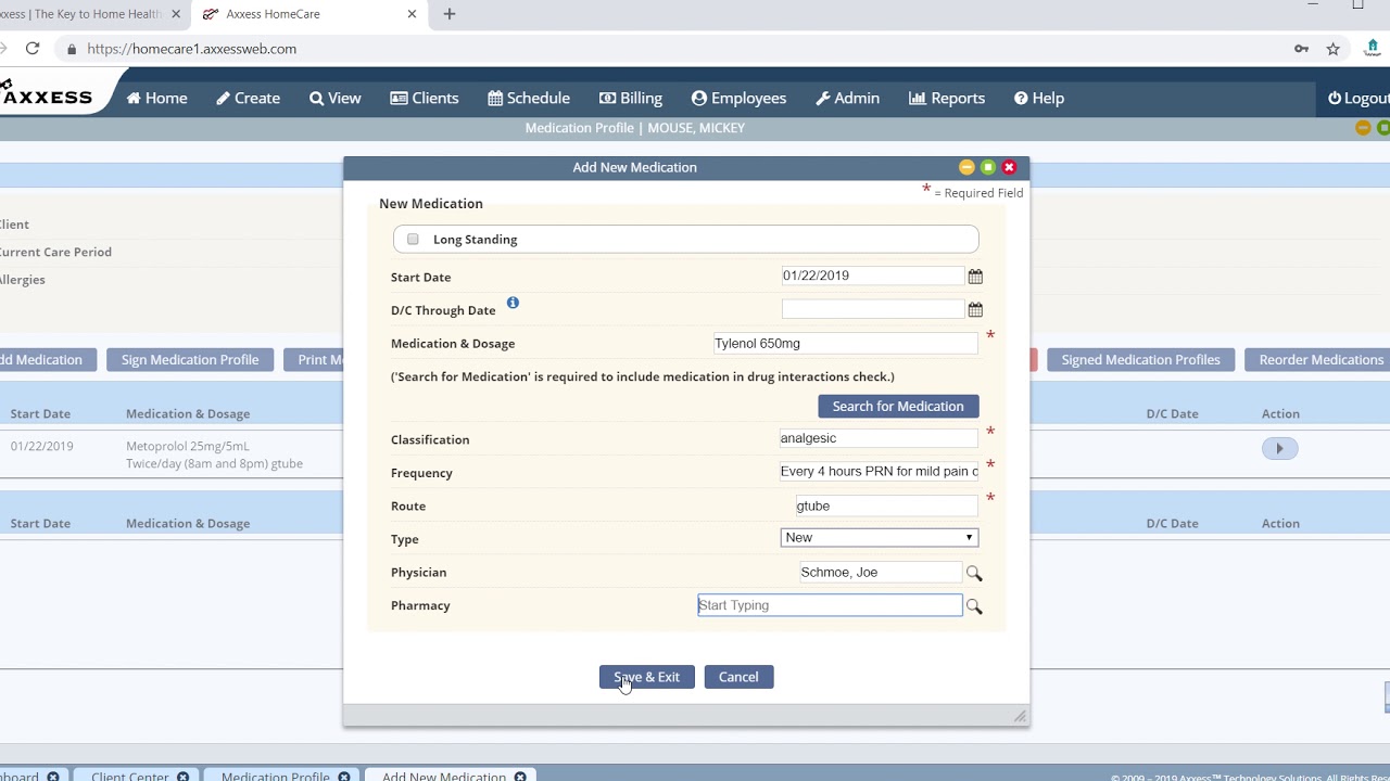 Entering a new PRN medication order