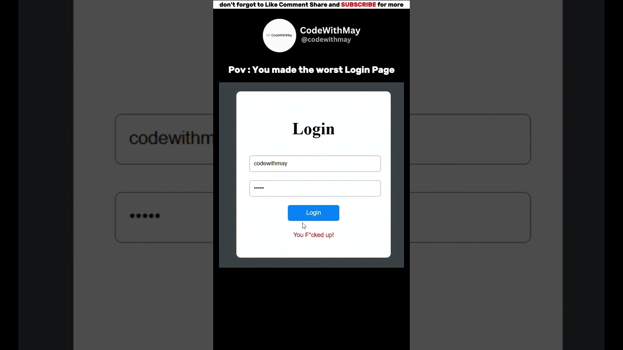 POV: You Made the Worst Login Page Ever 💀 | #coding #html #javascript #htmlcss