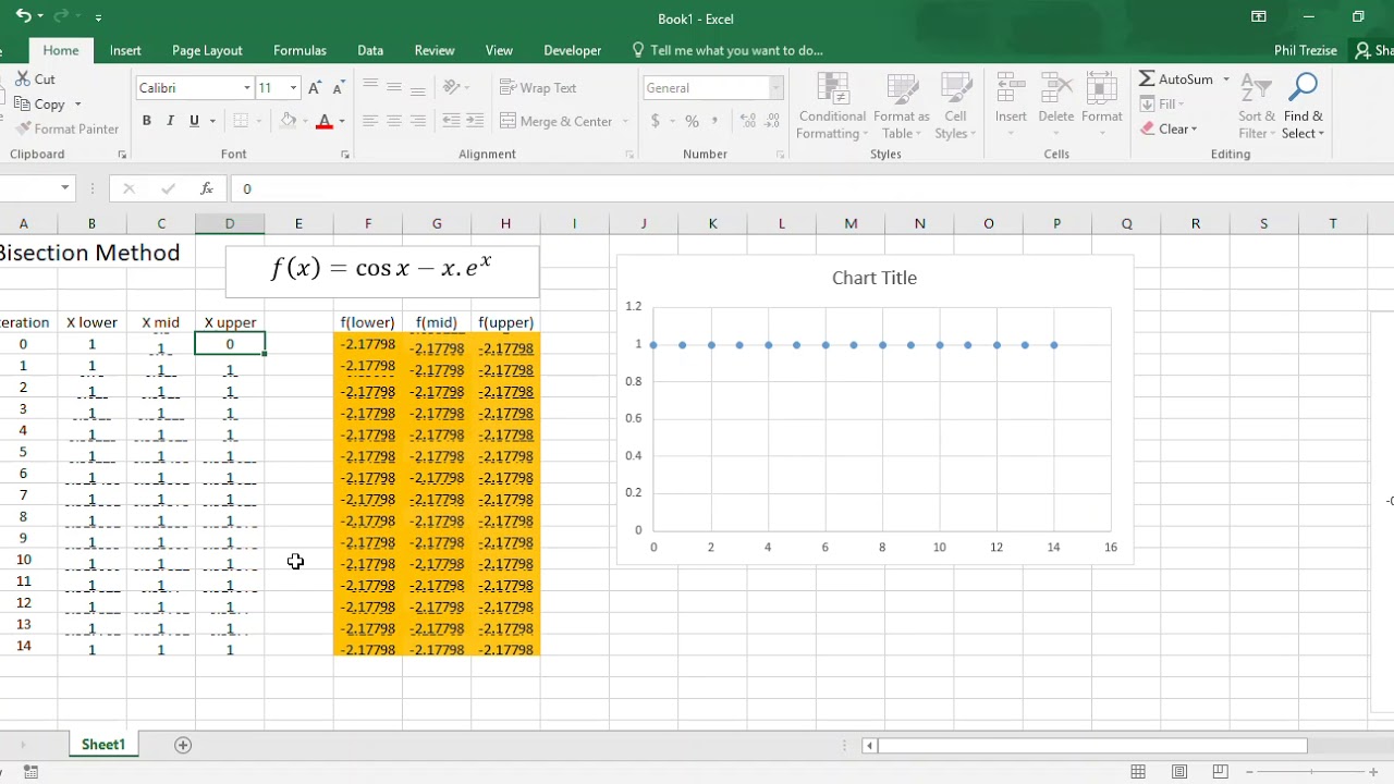 Bisection Method using Excel extra