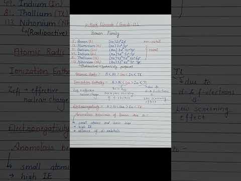 p block elements|Boron family |Chemistry