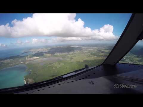 Antigua - Boeing 767 nose view - approach & landing -