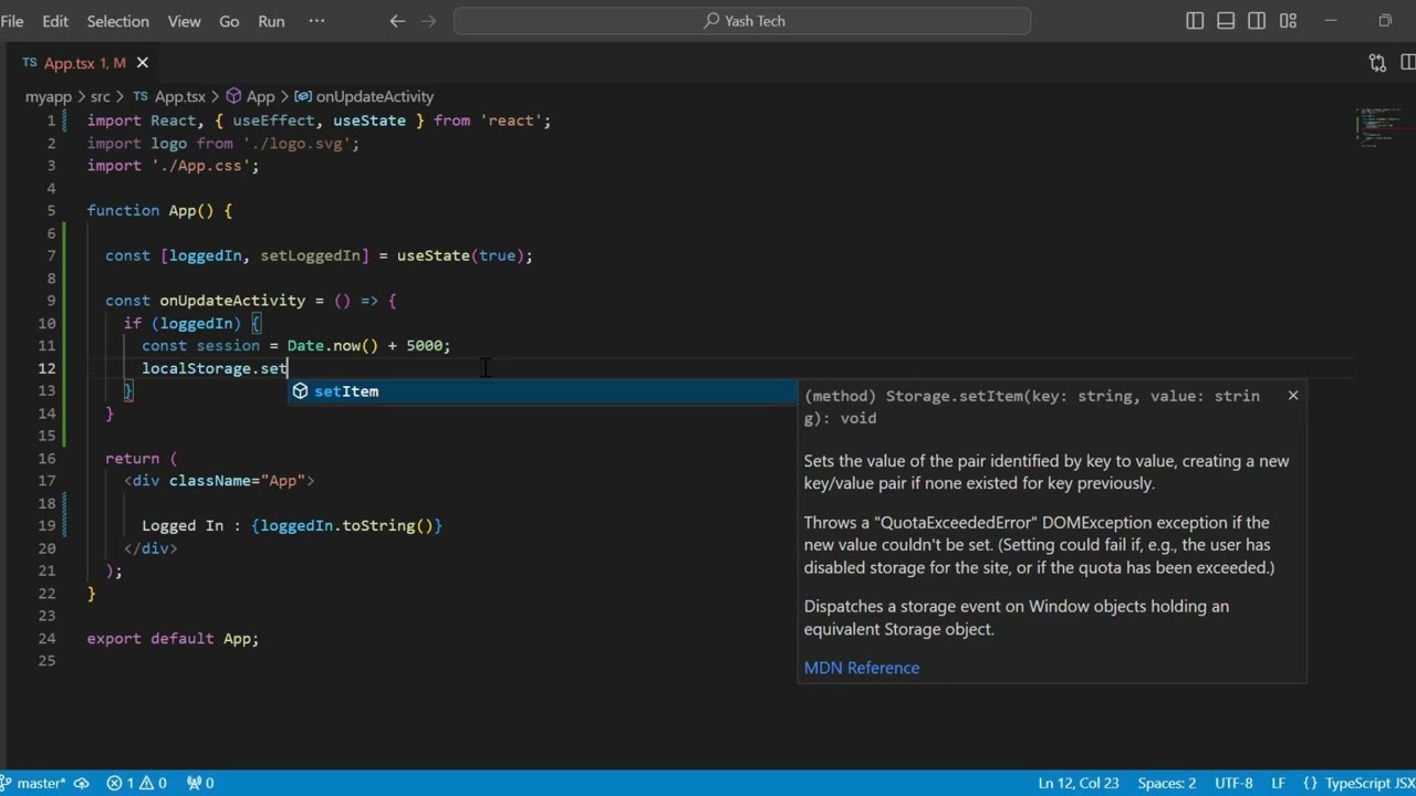 React session timeout without any library