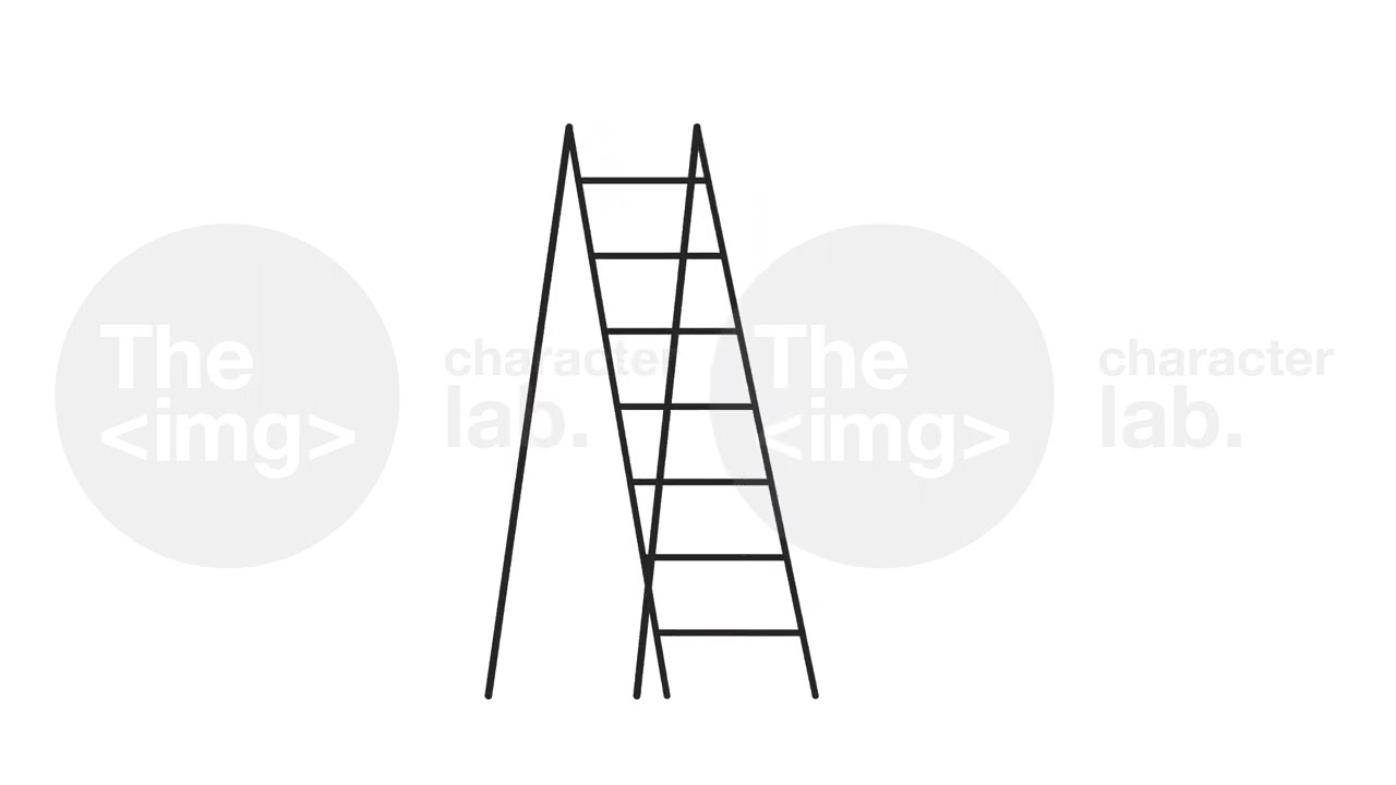 Unsteady ladder bw outline 2D object animation