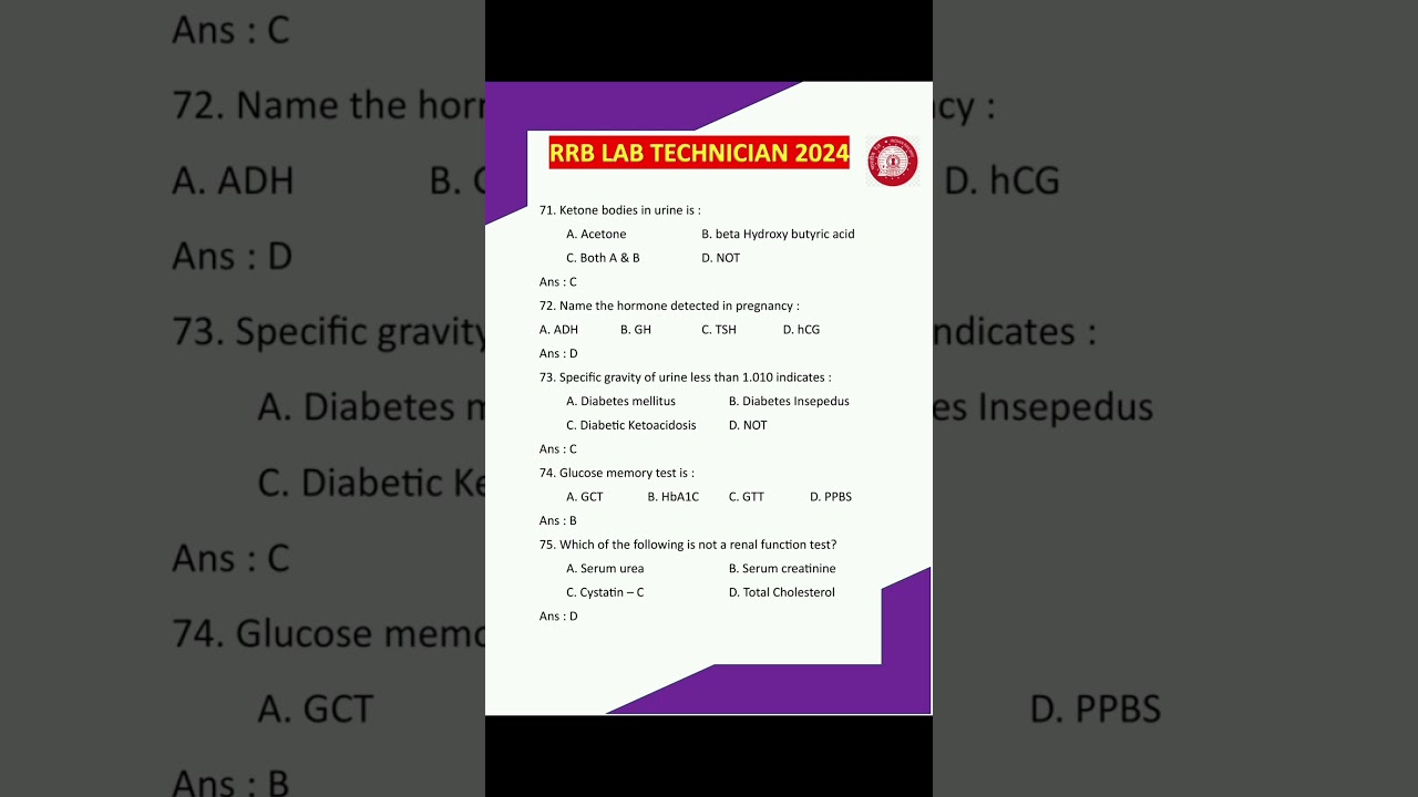 RRB LAB TECHNICIAN 2024||MCQ SOLVE || RRB LAB TECHNICIAN RECRUITMENT PREPARATION