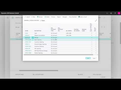 Opening the Balance for GL - Microsoft Dynamics 365 Business Central