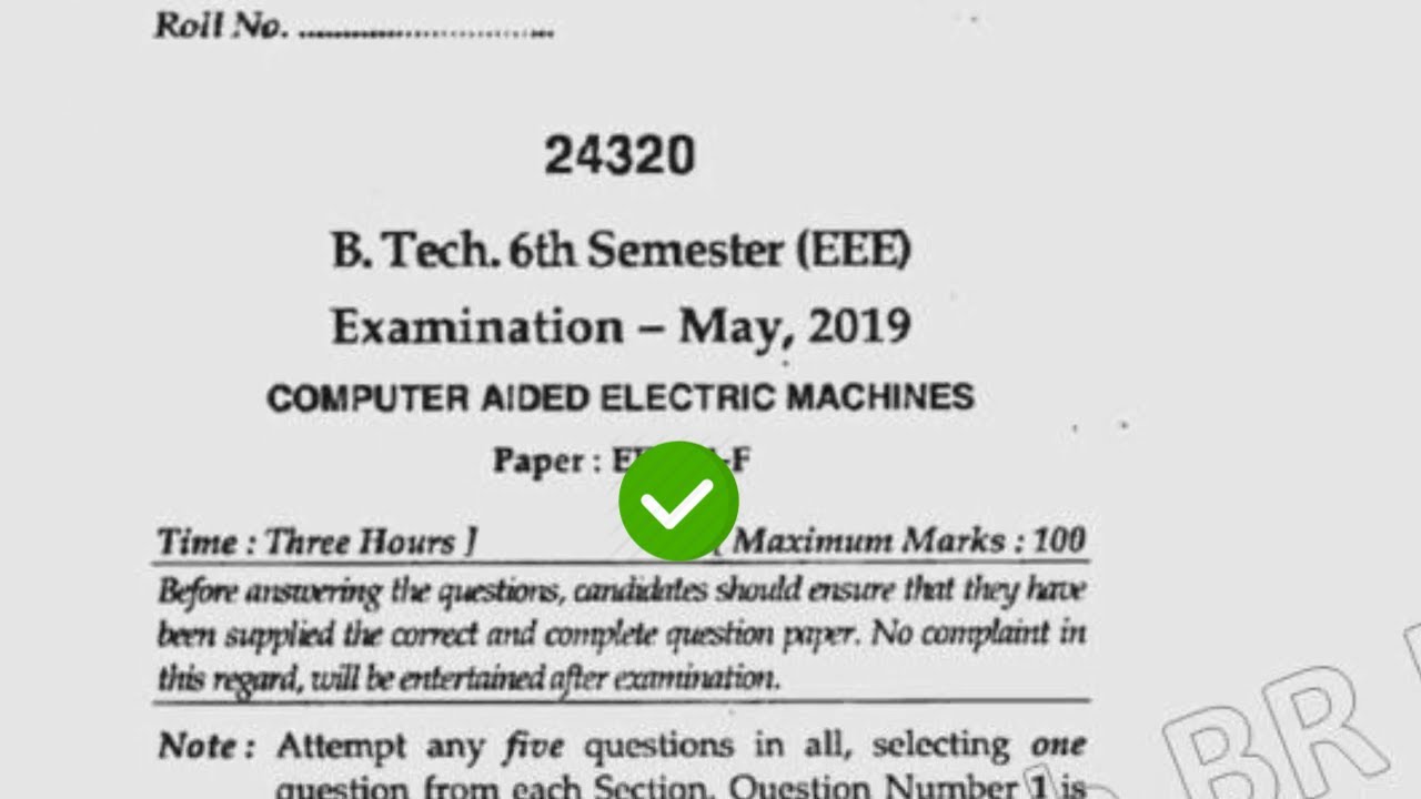 BTech EE 6th Sem Computer Aided Electric Machine Question Paper